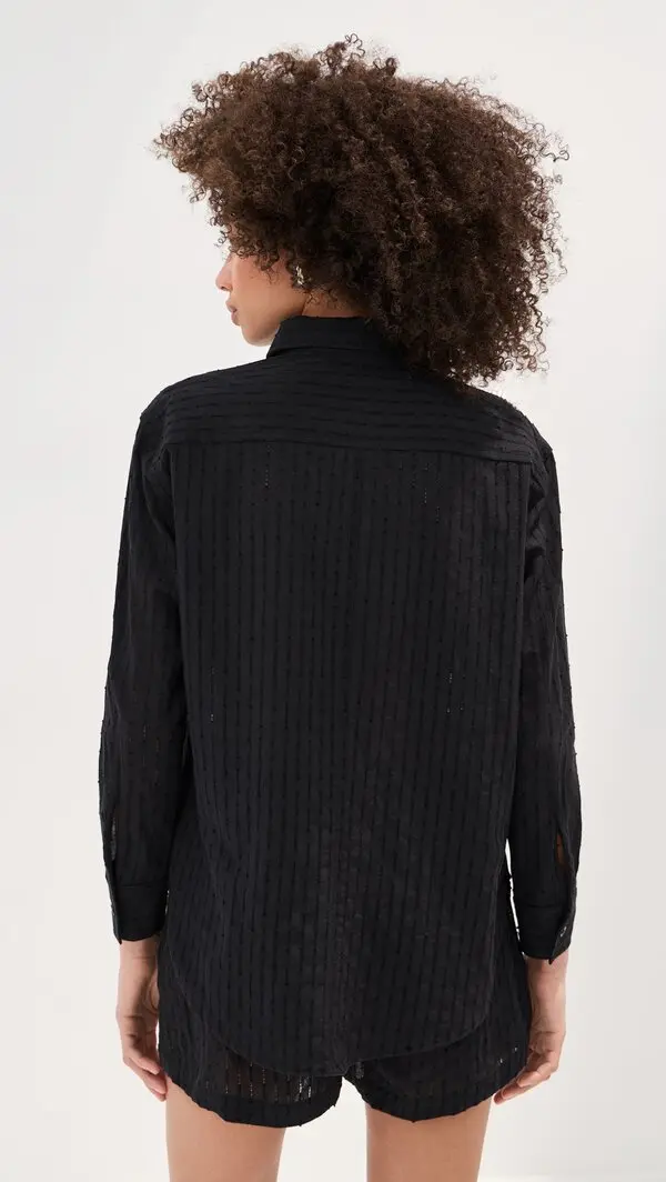 LE BOP Cecelia Eyelet Button-down Shirt - Black
