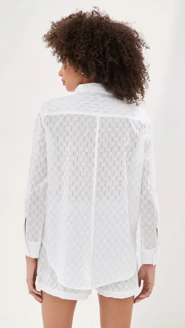 LE BOP Cecelia Eyelet Button-down Shirt - White