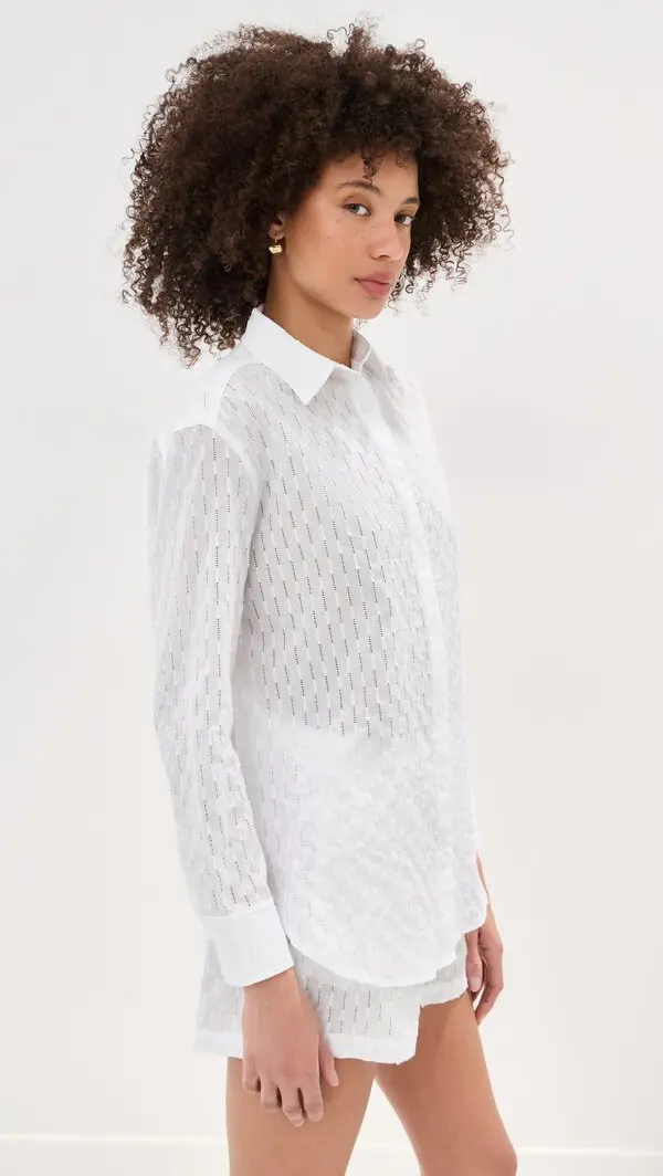 LE BOP Cecelia Eyelet Button-down Shirt - White