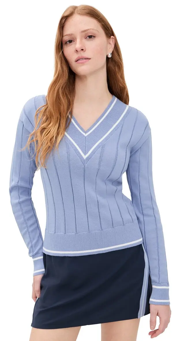RHONE Varsity Cable Knit Sweater - Hydrangea Blue