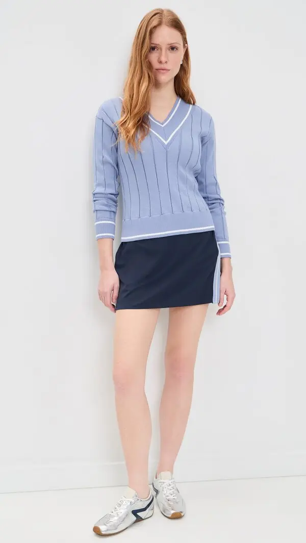 RHONE Varsity Cable Knit Sweater - Hydrangea Blue