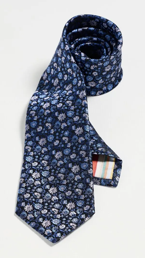 Paul Smith All Over Floral Tie - Navy