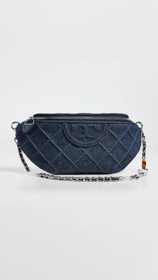 Tory Burch Fleming Denim Charm Belt Bag