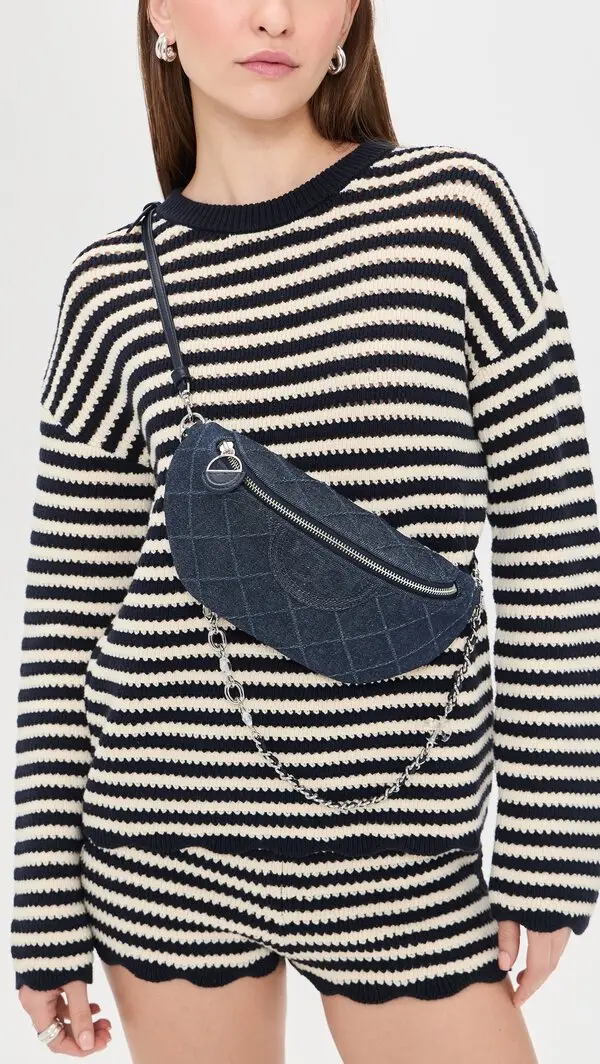 Tory Burch Fleming Denim Charm Belt Bag