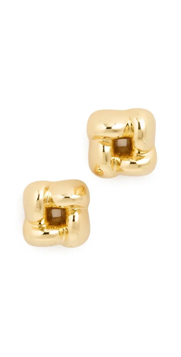 Jenny Bird Mini Woven Square Earrings - High Polish Gold