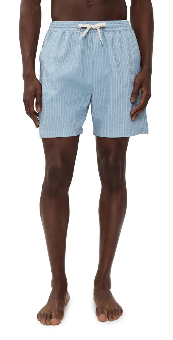 LES DEUX Stan Stripe Seersucker Swim Shorts - Allure