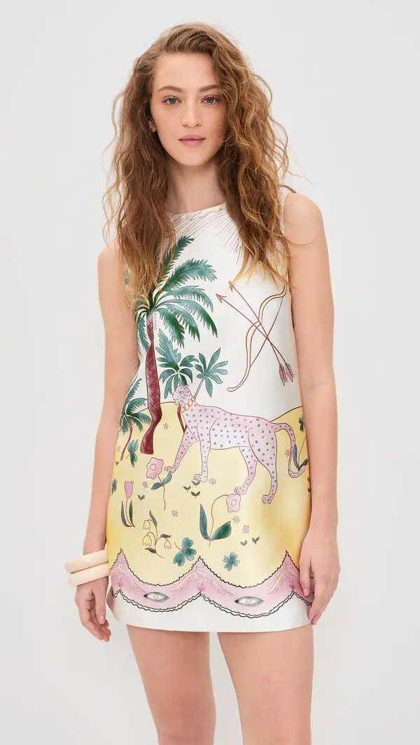 ROAME Sofia Mini Dress With Graphic Botanical Print