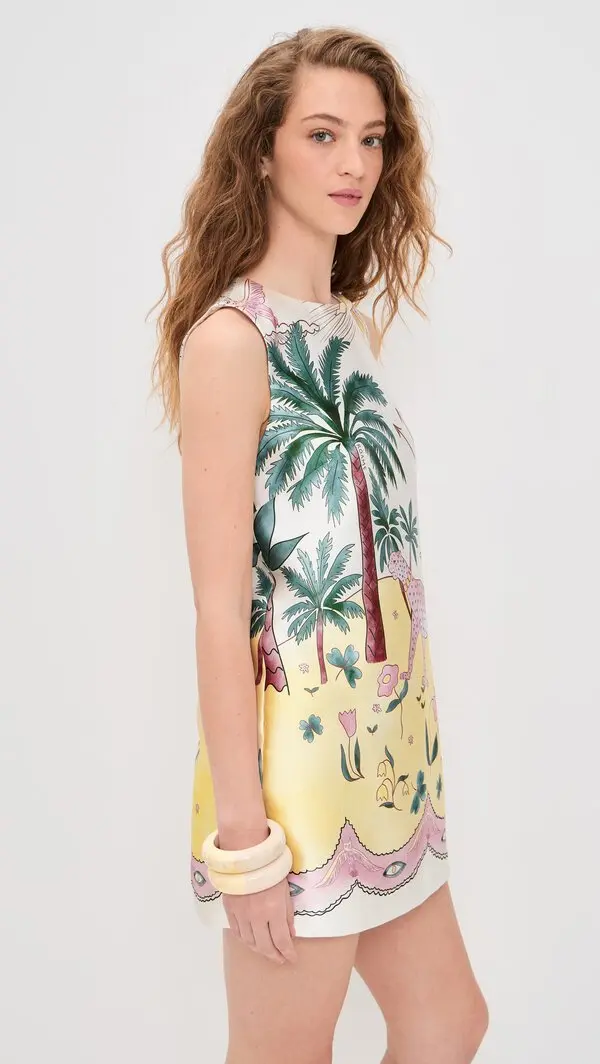 ROAME Sofia Mini Dress With Graphic Botanical Print