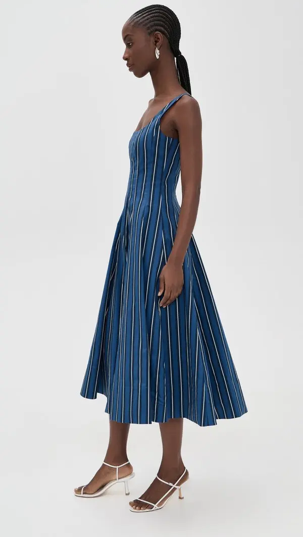 Staud Wells Dress Striped Midi Dress - Echo Stripe