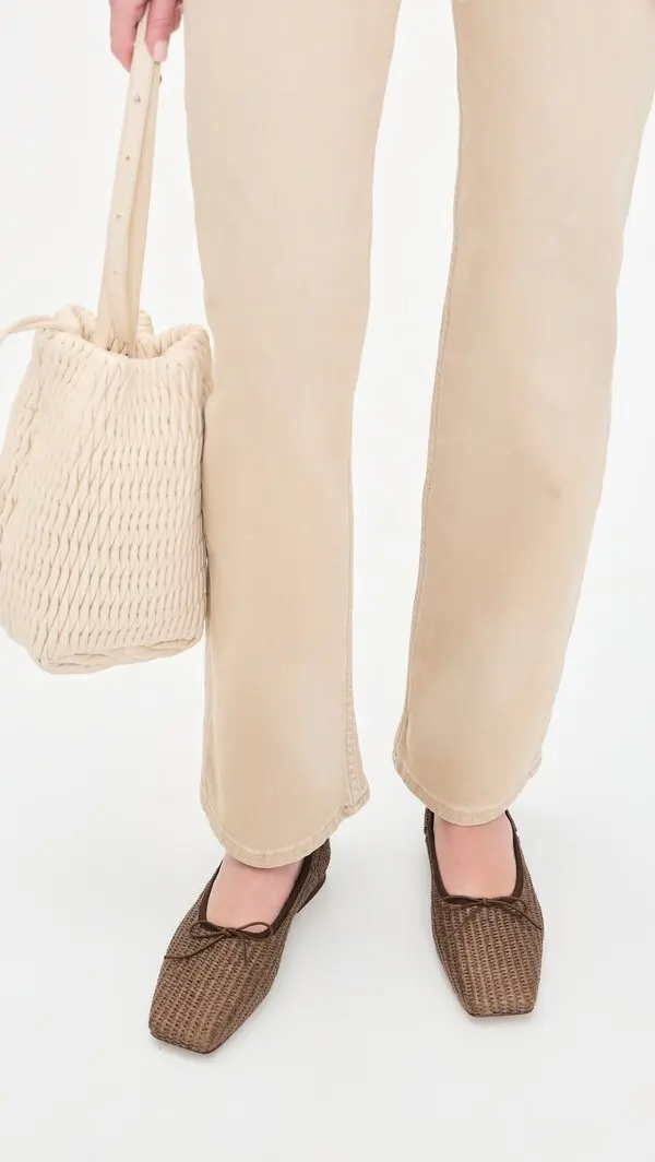 MANSUR GAVRIEL Square-toe Raffia Ballerina Flats - Anise