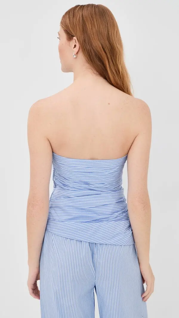 Simkhai Emerson Ruched Bustier Top - Periwinkle Stripe