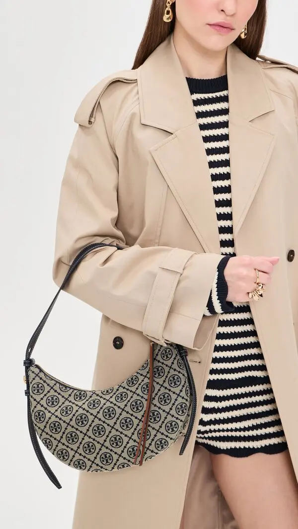 Tory Burch Romy T Monogram Half-moon Bag - Tory Navy