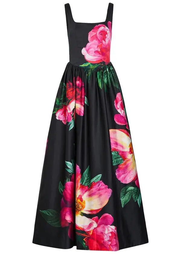 Alice + Olivia Tarrie Floral-print Stretch-cotton Maxi Dress