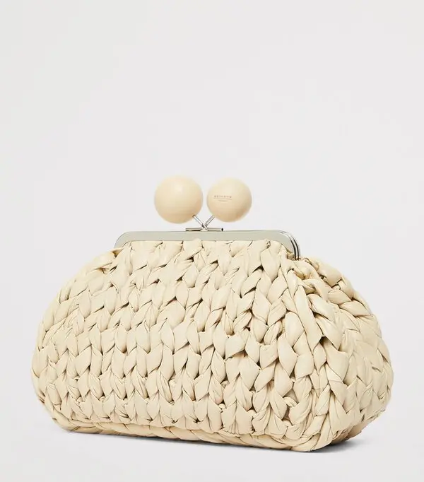 Max Mara Woven Leather Pasticcino Clutch - White