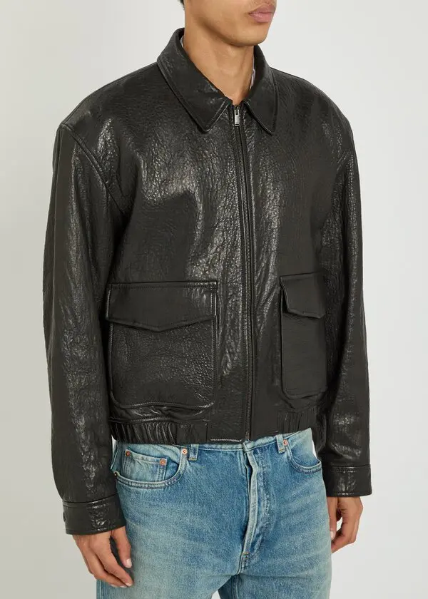 Saint Laurent Boxy Leather Jacket - Black