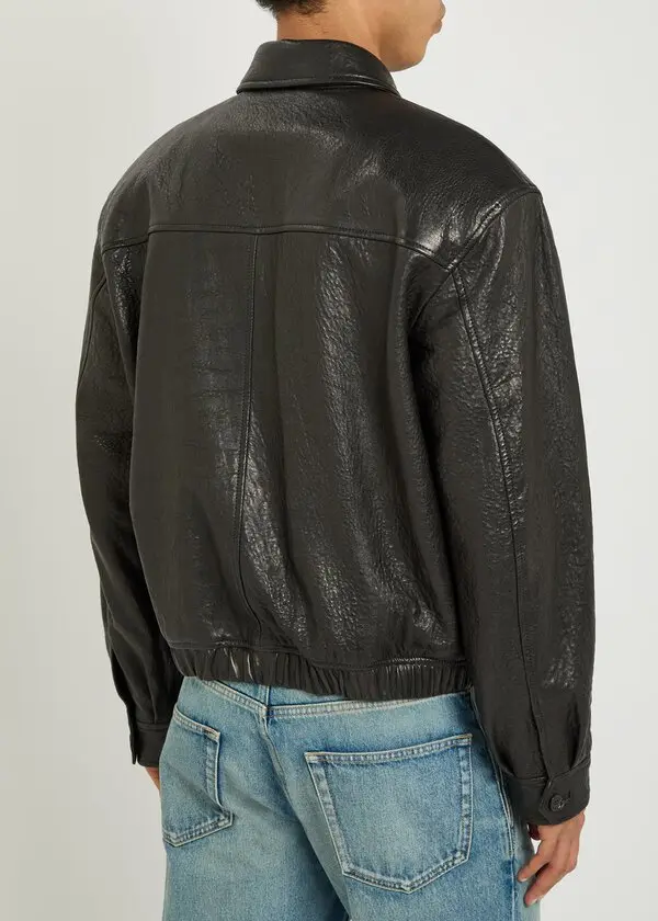 Saint Laurent Boxy Leather Jacket - Black