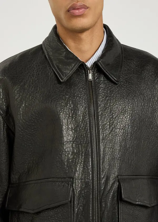 Saint Laurent Boxy Leather Jacket - Black