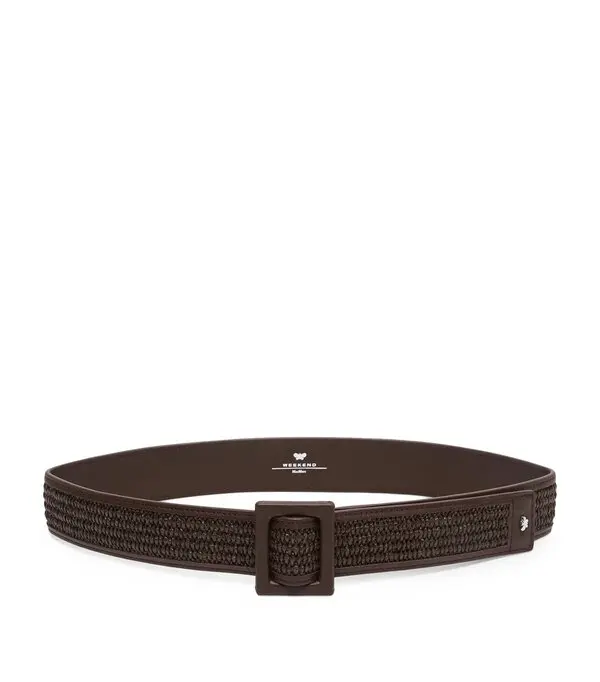 Max Mara Woven Leather-trim Belt - Brown