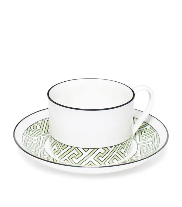 O.W.LONDON Maze Teacup And Saucer - Green