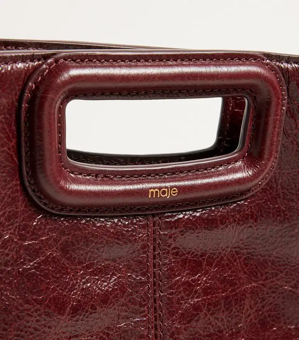Maje Cracked Leather Fringed M Bag - Red