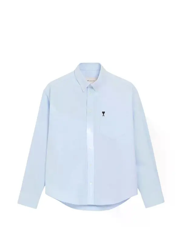 Ami Logo-embroidered Shirt - Blue