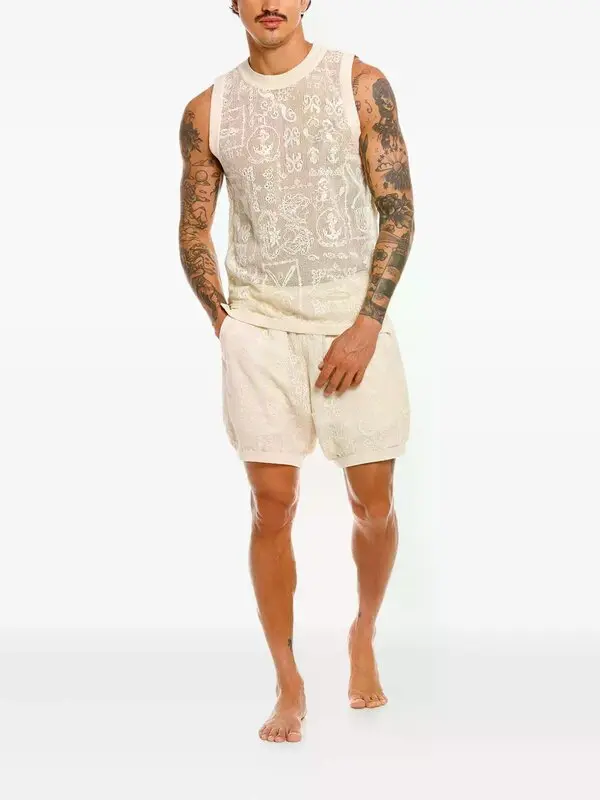 Agua Bendita Maury Embroidered Shorts - Neutrals