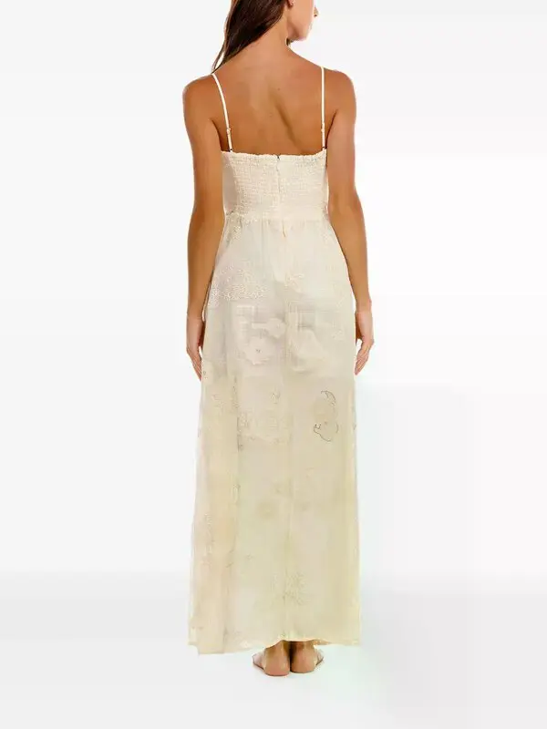Agua Bendita Floral-embroidered Maxi Dress
