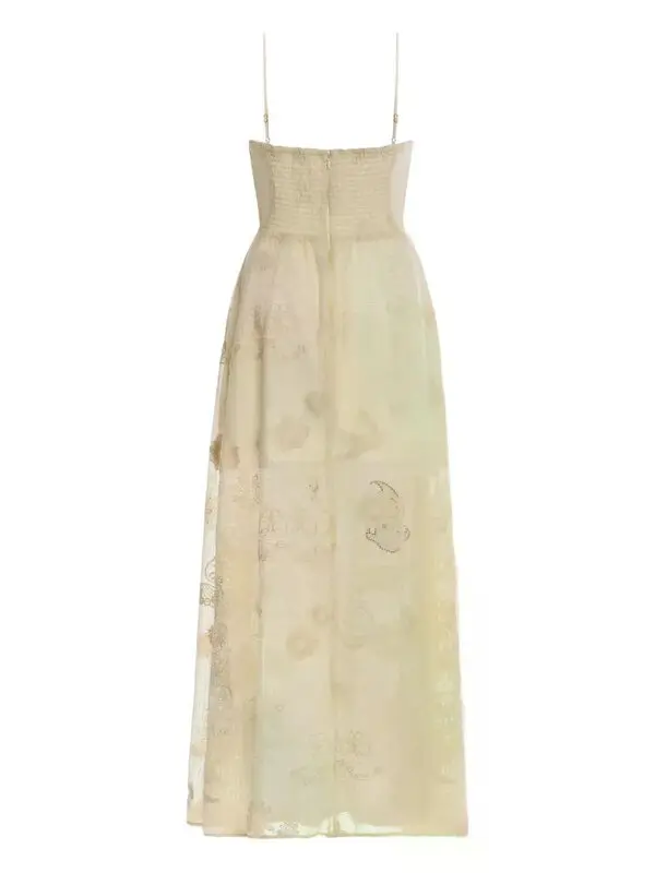 Agua Bendita Floral-embroidered Maxi Dress