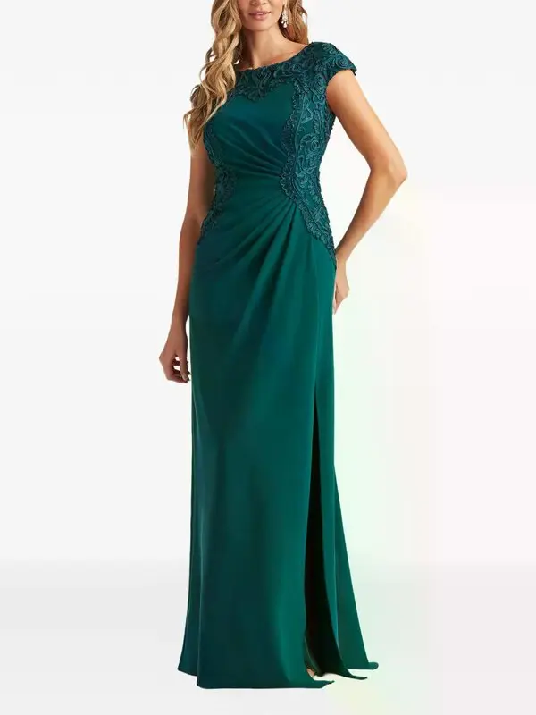 Tadashi Shoji Johari Embroidered Maxi Dress - Green