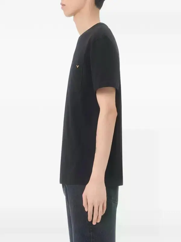 Valentino Garavani Cotton T-shirt With Vgold - Black