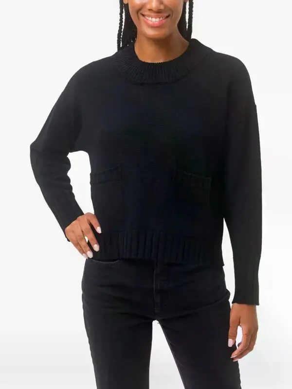 Alpha Studio Front-pocket Crew-neck Sweater - Black
