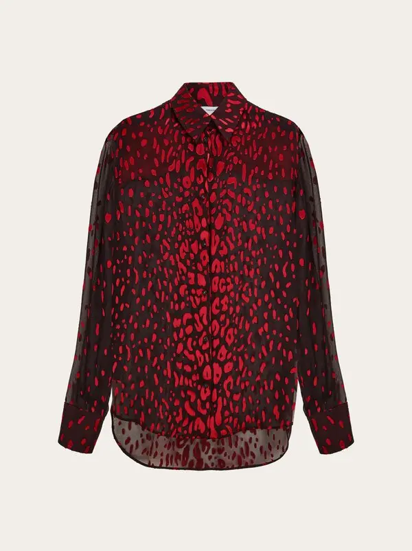 FERRAGAMO Devoré Georgette Shirt - Red