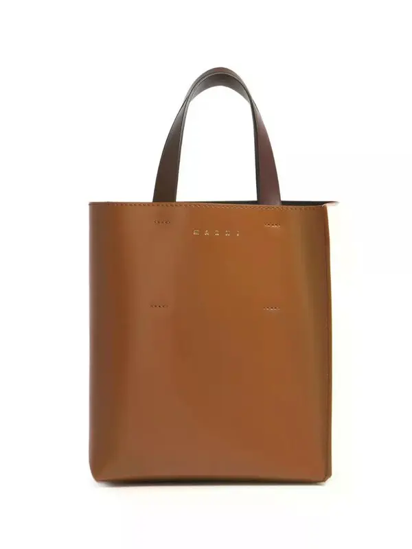Marni Mini Museo Color-block Leather Tote Bag - Brown