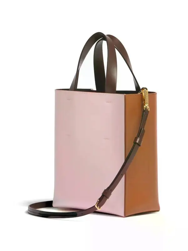 Marni Mini Museo Color-block Leather Tote Bag - Brown