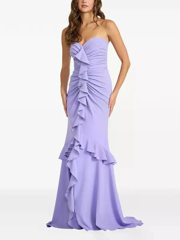 Tadashi Shoji Strapless Ruffled Gown - Purple