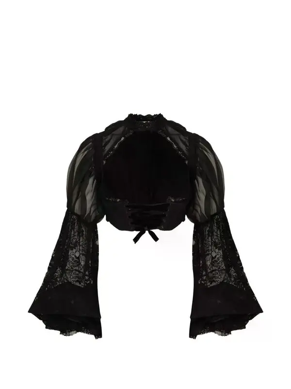 AMIR SLAMA Lace Puff-sleeve Bolero