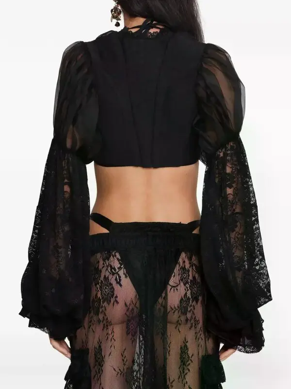 AMIR SLAMA Lace Puff-sleeve Bolero