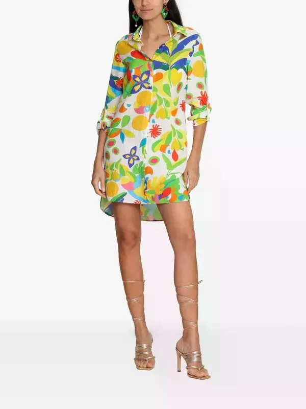 AMIR SLAMA Floral Print Linen Shirt Dress