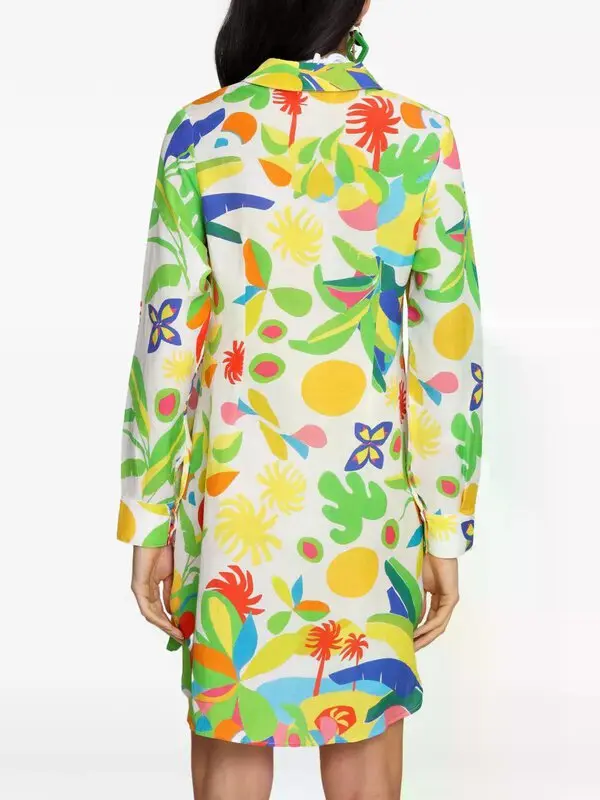 AMIR SLAMA Floral Print Linen Shirt Dress