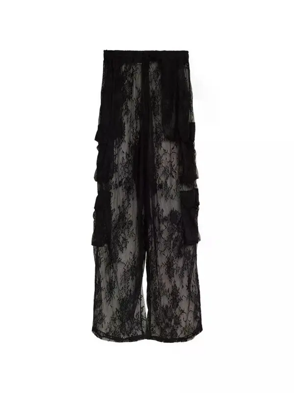 AMIR SLAMA Lace Ruffled Trousers - Black