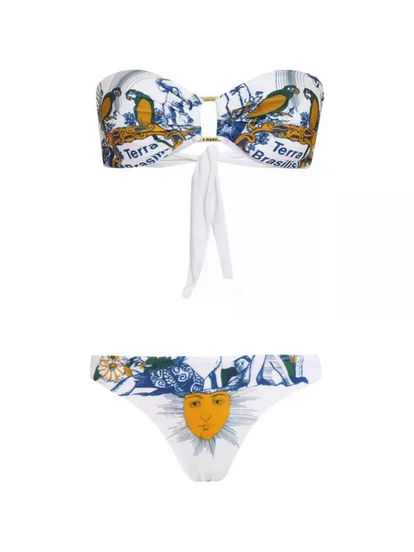 AMIR SLAMA Graphic Knot Detail Bikini - White