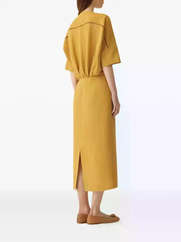 Fabiana Filippi V-neck Midi Dress - Yellow
