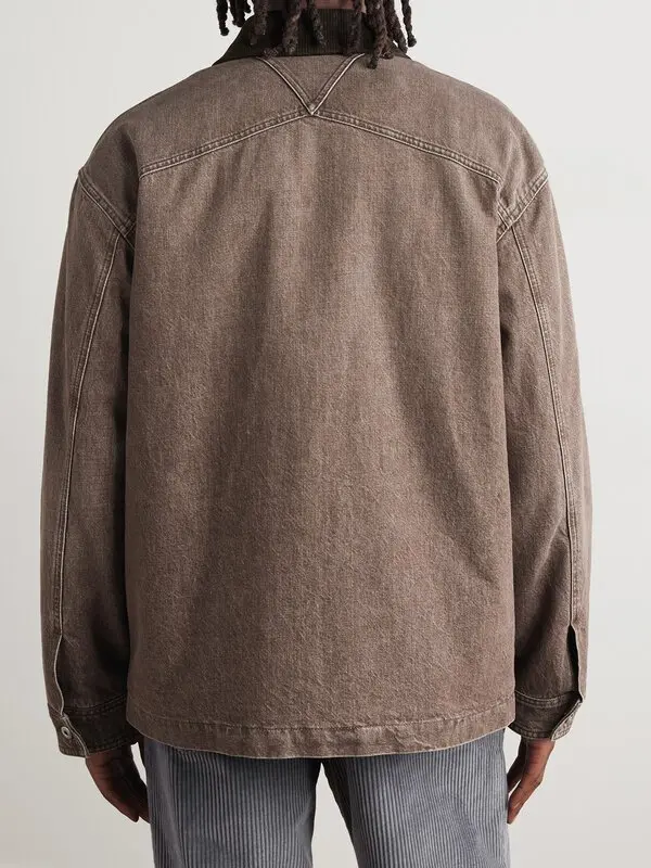 Bottega Veneta Logo-appliquéd Suede-trimmed Denim Jacket - Brown