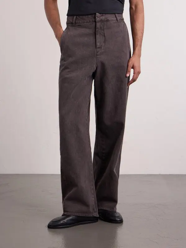 AMOMENTO Garment-dyed Wide-leg Jeans - Brown