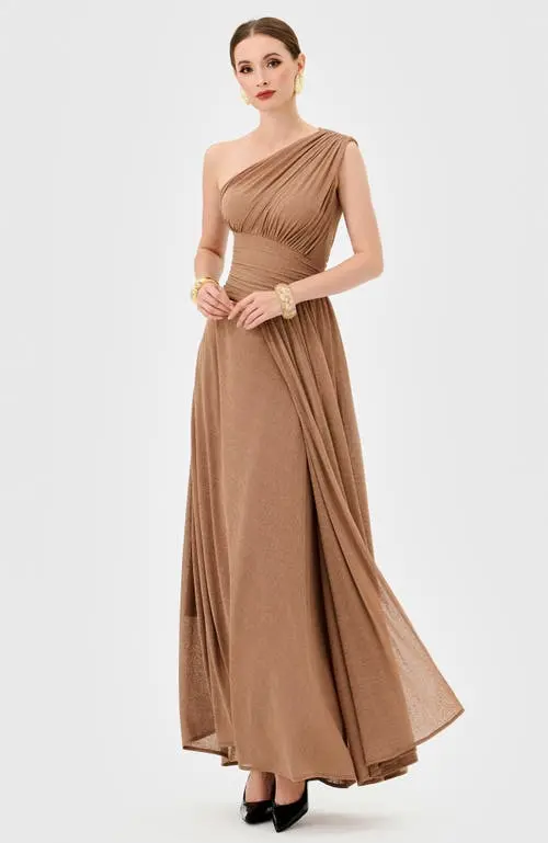 BARIANO Nisha One-shoulder Gown - Mocha
