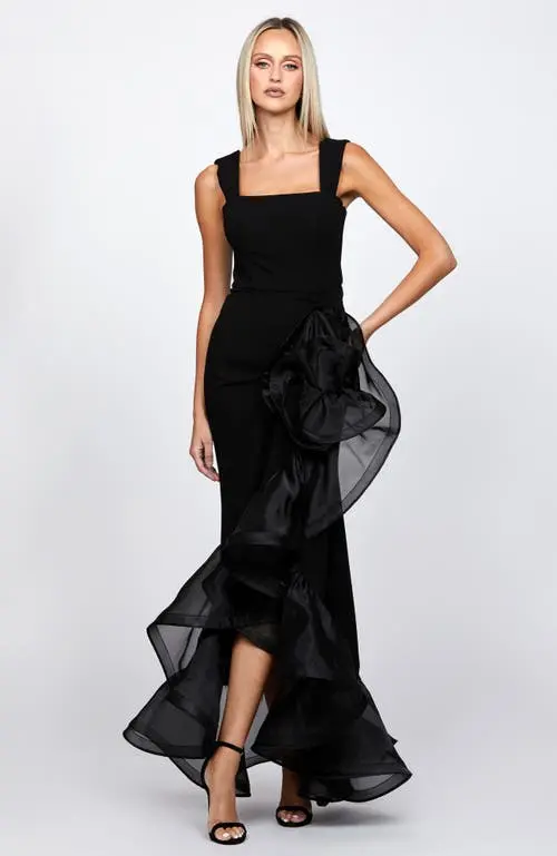 BARIANO Alexis Ruffle Fishtail Hi-lo Gown
