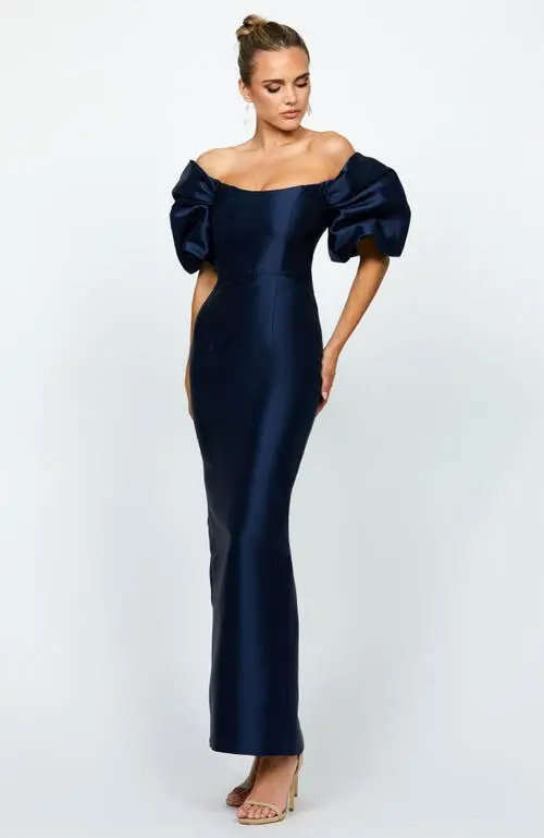 BARIANO Meredith Puff Sleeve Scooped Gown