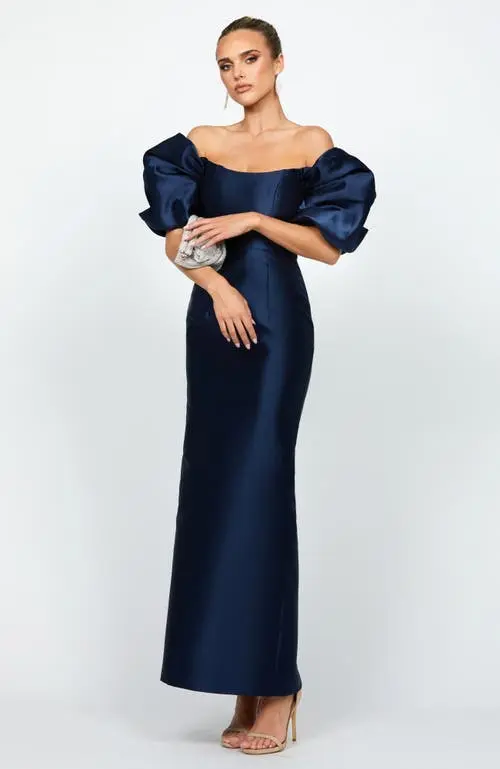 BARIANO Meredith Puff Sleeve Scooped Gown