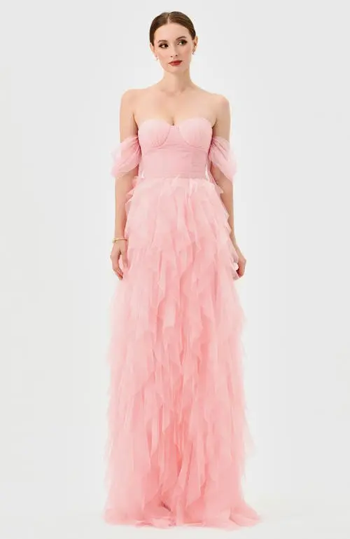 BARIANO Lili Off-shoulder Ruffle Gown - Pink