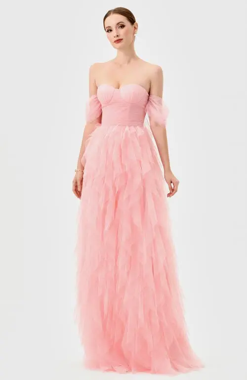BARIANO Lili Off-shoulder Ruffle Gown